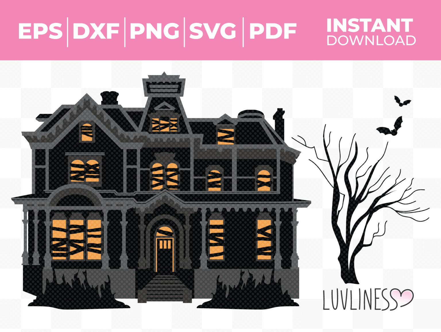 Vector Haunted House, Victorian Mansion - LUVLINESS